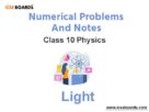 Numerical Problems and Notes Light ICSE Class 10 Physics